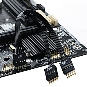 MZHOU 9-PIN USB2.0 Extension Cable, 9PIN to Dual PIN Extension Port,USB Cable for Computer Motherboard, Black