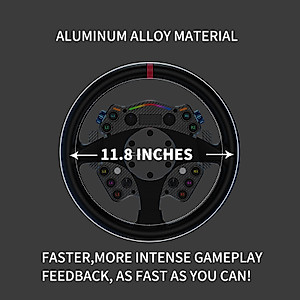 CAMMUS Racing Simulator Steering Wheel C12, Leather Steering Wheel Cover + Multifunction Controls, Real Force Feedback, Magnetic Paddle Shifters, PC High Performance Operation - Black