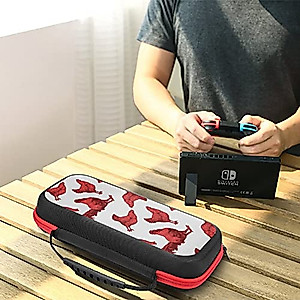 Red Hens and Cock Portable Travel Carry Case Hard Shell Pouch with Pockets Storage Bag for Switch Console Game and Slots Cards Accessories