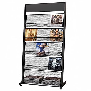 Kroey Floor Magazine Rack brochure Display Stand for Offices and Public Reception Area，Literature Rack with 4 Universal Wheels (70"×27×13.8")