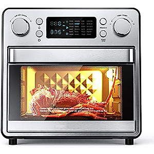 leiko Air Fryer Toaster Oven Combo, 16 QT capacity and Convention Countertop, with microwave&air fryer &roast&bake&thaw &reheat 24-1 function, Stainless Steel, Silver, 1700W.