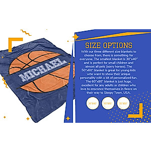 Personalized Custom Basketball Fleece and Sherpa Throw Blanket for Kids Youth Basket Ball Indoor Outdoor Blankets Boys Girls Toddler Mini Hoop Fans Toys Apparel