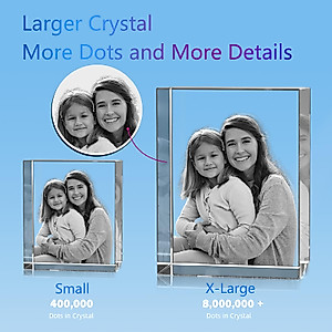 Personalized 3D Crystal Photo, Picture Cube Idea Gift With Your Own Photo, Customized Birthday, Wedding Memorial, Mother's Day, Couples Gift for Women, Wife, Her, Husband, Men - Small Portrait