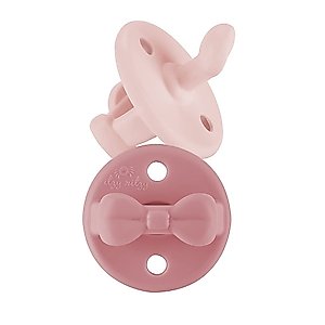 Itzy Ritzy Silicone Orthodontic Pacifiers - Sweetie Soother Pacifiers with Collapsible Handle & Two Air Holes for Added Safety, Baby Pacifiers for Ages 6-18 Months (Ballet Slipper & Primrose)