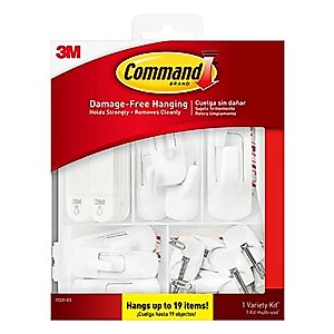 Command Variety Pack, Picture Hanging Strips, Wire Hooks and Utility Hooks, Damage Free Hanging Variety Pack for Up to 19 Items, 1 Kit