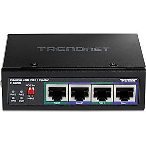 TRENDnet 95W 2-Port Industrial 2.5G PoE++ Injector, Supports PoE IEEE 802.3af, PoE+ IEEE 802.3at, and PoE++ IEEE 802.3bt, Not Compatible with Passive PoE Devices, Black, TI-IG290