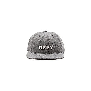 Obey Men's Afton Wool 6 Panel Cap, Heather Grey, One Size
