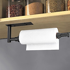 VAEHOLD Self Adhesive Paper Towel Holder Under Cabinet Mount, Wall Mounted Paper Towel Roll Holder for Kitchen, Bathroom, Wall - SUS304 Stainless Steel (Matte Black)