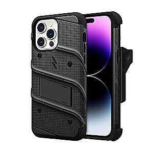 ZIZO Bolt Bundle for iPhone 14 Pro Max (6.7) Case with Screen Protector Kickstand Holster Lanyard - Black