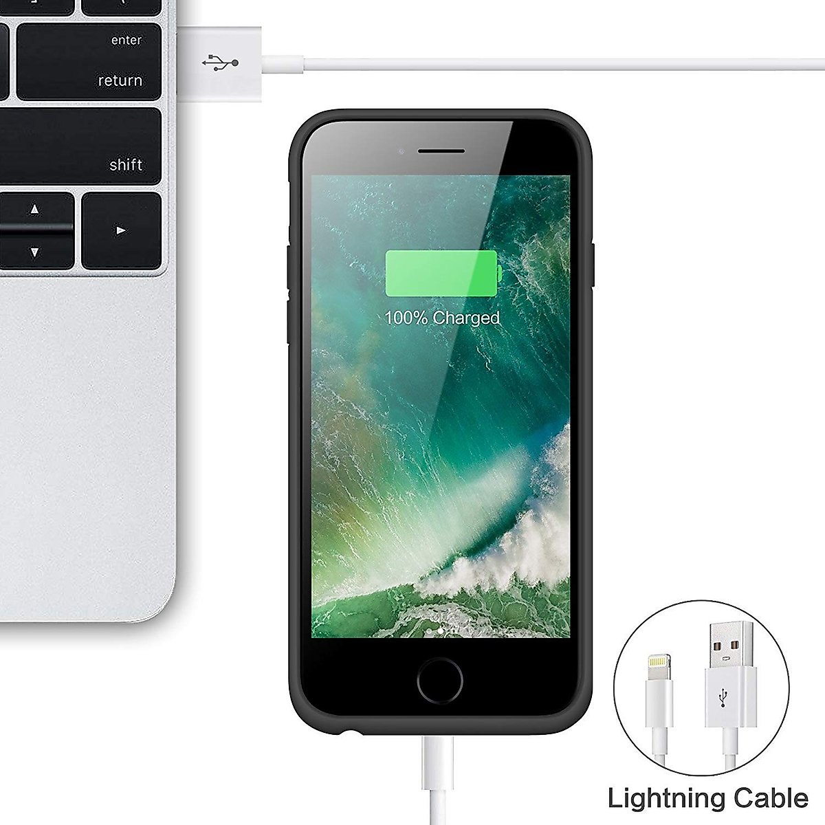 Battery Case for iPhone 6 Plus / 7 Plus / 8 Plus, 8500mAh Portable Battery Pack Rechargeable Protective Smart Battery Case for iPhone 6 Plus / 7 Plus / 8 Plus External 5.5 inch Charging Case - Black