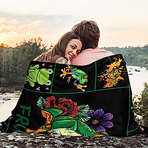 KBBMFEU Frog Blanket Frog Throw Blanket Gifts for Adults Women Frog Lovers Lightweight Cozy Throw for Bed Sofa 50X60 inch