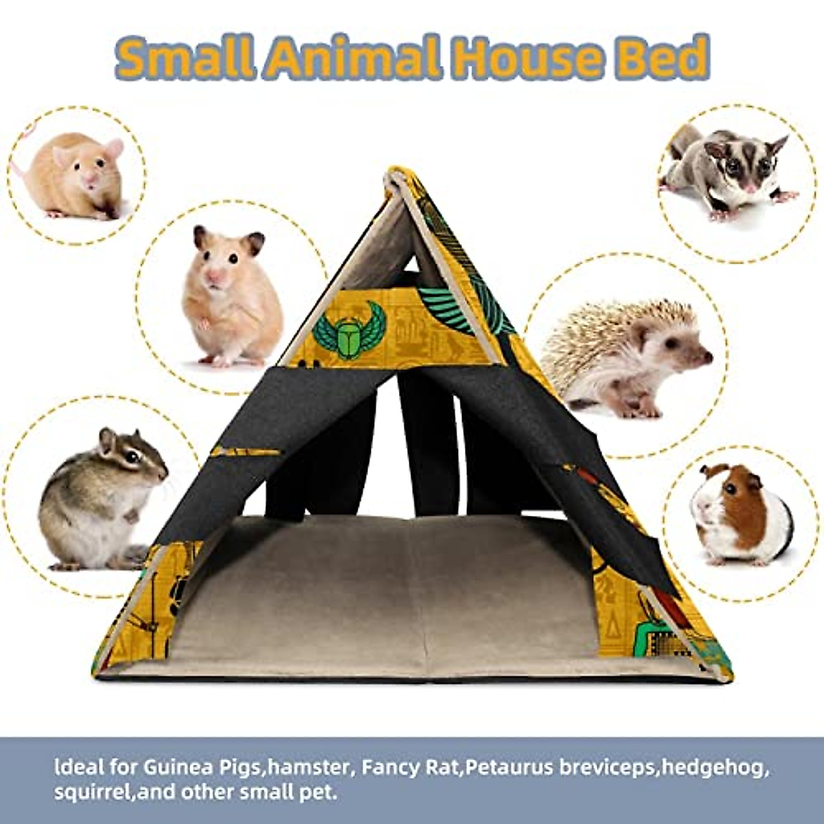 RATGDN Small Pet Hideout Ancient Egyptian Deities Hamster House Guinea Pig Playhouse for Dwarf Rabbits Hedgehogs Chinchillas