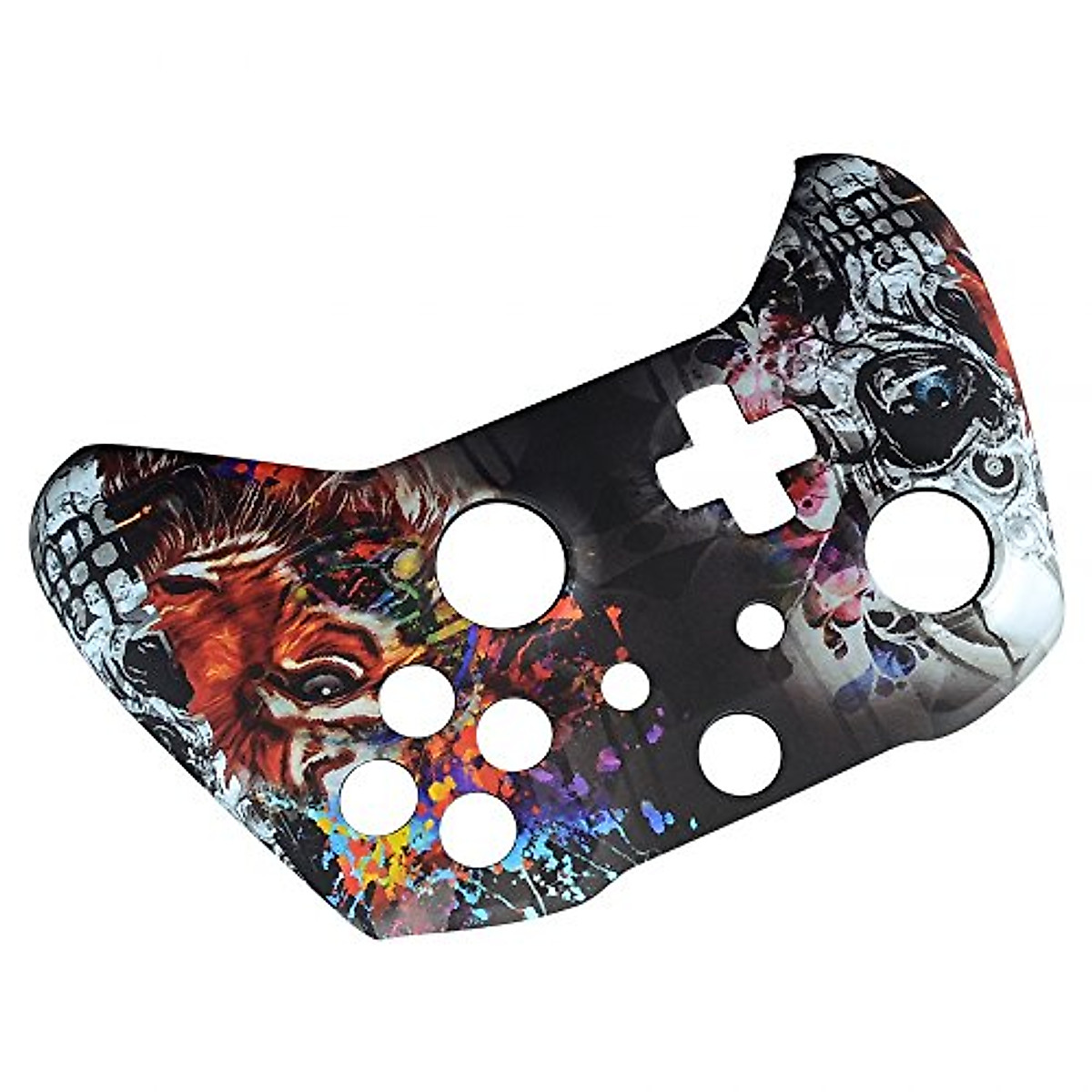 eXtremeRate Tiger Skull Faceplate Cover, Soft Touch Front Housing Shell Case, Comfortable Soft Grip Replacement Kit for Xbox One S & Xbox One X Controller - Controller NOT Included