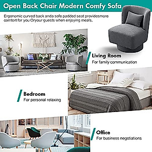 Dxacvkc Swivel Barrel Chair of 2 Comfy Round Accent Sofa Chair for Living Room, 360 Degree Swivel Club Chair with Pillow for Bedroom, Living Room, Office, Gray