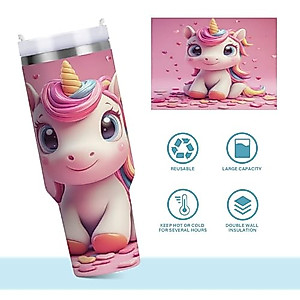 RPLIFE Cute Cartoon Unicon Stainless Steel Coffee Cup, Insulated Tumblers, Coffee Tumbler for Women