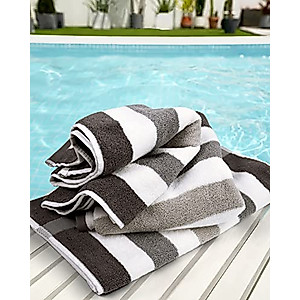 Jacquotha Quick Dry and Absorbent Hand Towels for Bathroom, Striped Hand Towel Set of 4 (Dark Grey & Light Grey 29” x 13”), Lightweight and Durable, 410 GSM