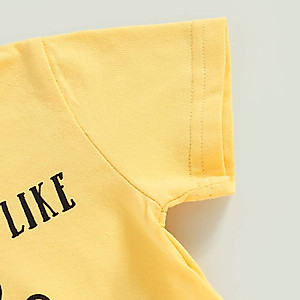 Toddler Baby Girl Summer Clothes Short Sleeve Tshirt Tassel Top Bell Bottoms Pants Spring Outfit Boho Clothing (Yello-Tacos Nacho,6-12 Months)