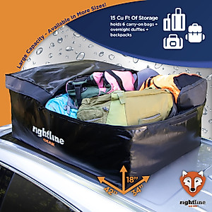 Rightline Gear Sport Jr Car Top Carrier, 10 cu ft Sized for Compact Cars, 100% Waterproof Zipper, Attaches With or Without Roof Rack