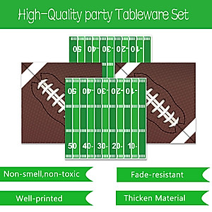 96 PCS Football Party Supplies Plates and Napkins Tableware Set Football Theme Party Decorations Including Paper Plates Napkins Cups for Football Birthday Party, 24 Guests