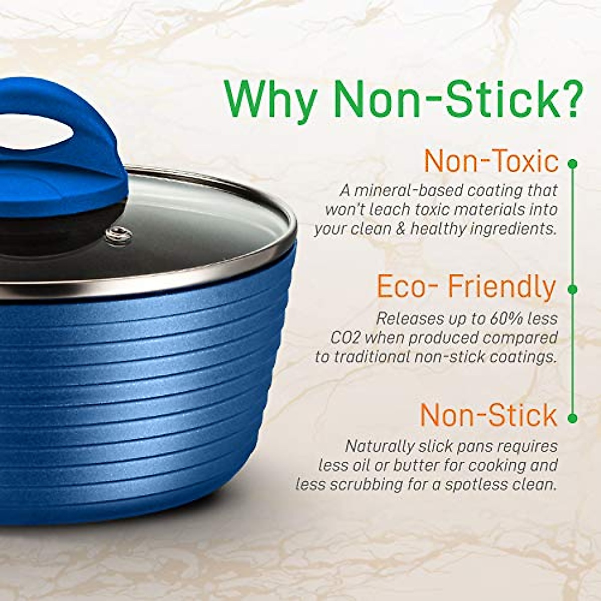 NutriChef 12-Pc Blue Nonstick Cookware Set - Professional Pots & Pans with Durable Coating, All Cooktops Compatible, Including Induction