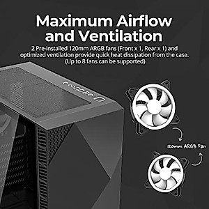 Zalman Z3 Iceberg ATX Mid Tower Gaming PC Case - 2 x 120mm ARGB Fans Preinstalled - Tempered Glass Side Panel - Support E-ATX, 2 x USB 3.0, Black