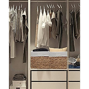 Tegance Water Hyacinth Wicker Storage Baskets, Hand-Woven Cube Storage Baskets with Linings for Shelves,Living Room, Bathroom, Bedroom, 12x12x12 inches, 2 Pack