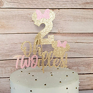 Oh Twodles Pink Mouse Twodles Birthday Party Supplies Decorations Mouse Banner Cake Topper 2nd Banner Balloon Pink Mouse Backdrop Cupcake Topper for Girls Baby Bday