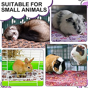 Newwiee 12 Pcs Bulk Waterproof Guinea Pig Blankets Small Animal Flannel Throw Bedding Absorbent Guinea Pig Cage Liners PET Pee Pad Sleep Mat Pad Cover for Hamster Rabbit Puppy (Paw,14'' x 28'')