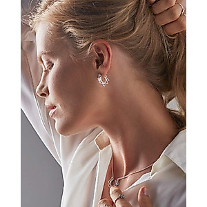 Boma Jewelry Sterling Silver Bomhemian Flower Snap Down Closure Hoop Earrings