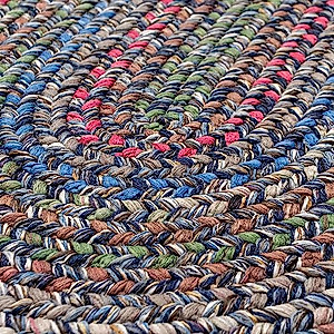 Super Area Rugs Portsmouth Braided Indoor/Outdoor Reversible Braided Rug - Made in USA - Blue Mix 4' X 6' Oval