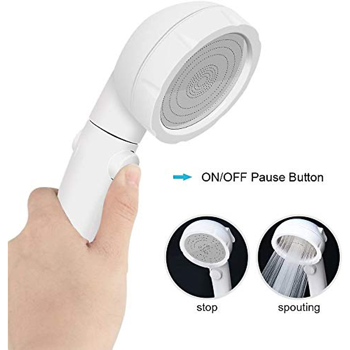 Dicollas Handheld Shower Head High Pressure Chrome 3 Spary Setting with ON/OFF Pause Switch Water Saving Adjustable Luxury Spa Detachable Multi-functions Bathroom Puppy Shower Accessories