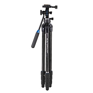 SLIK PRO 634CF-SVH Carbon Fiber Tripod with SVH-501 Compact Fluid Video Head for Mirrorless/DSLR Sony Nikon Canon Fuji Cameras and More - Black (611-899)