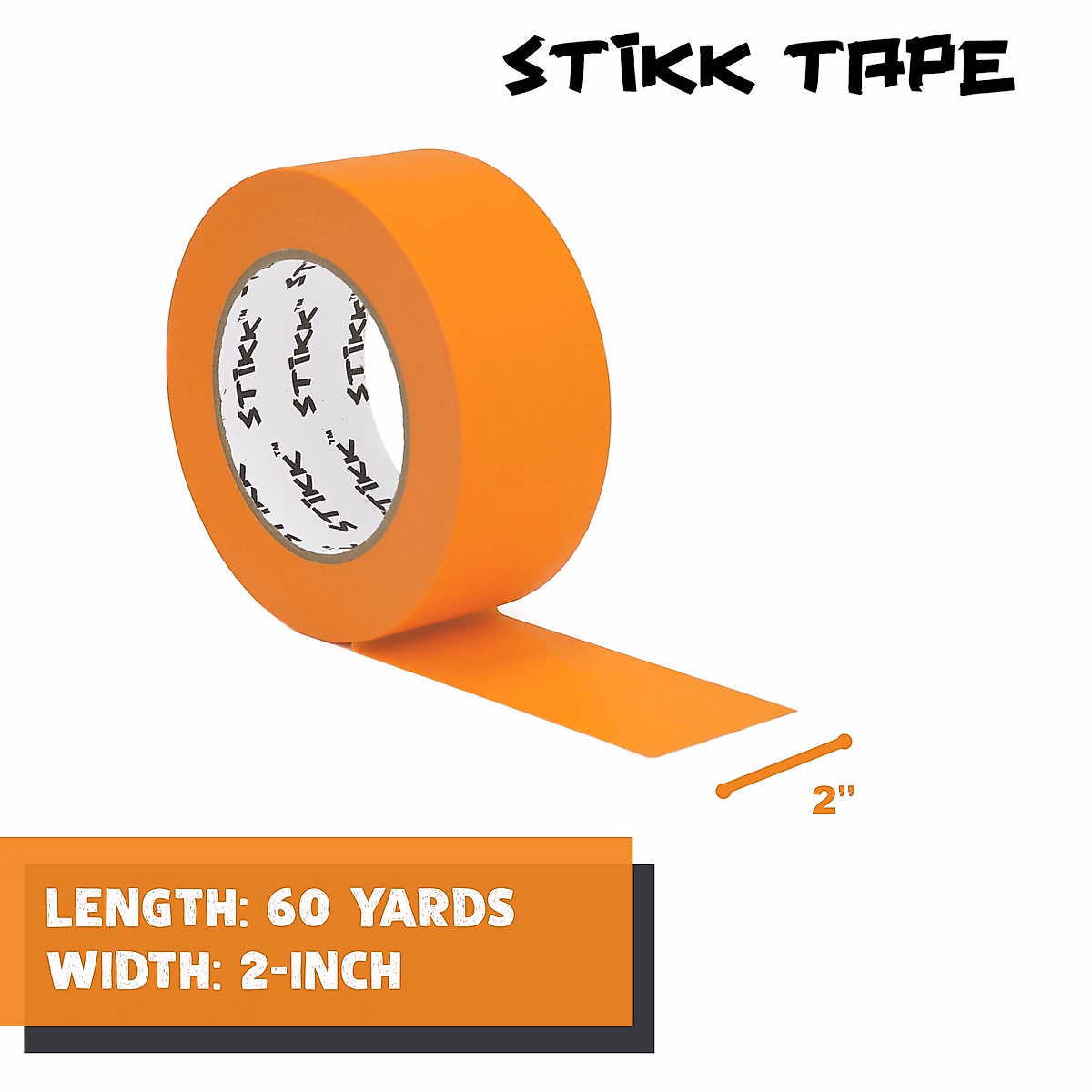 STIKK Painters Tape - 1pk Orange Painter Tape - 2 inch x 60 Yards - Paint Tape for Painting, Edges, Trim, Ceilings - Masking Tape for DIY Paint Projects - Residue-Free Painting Tape