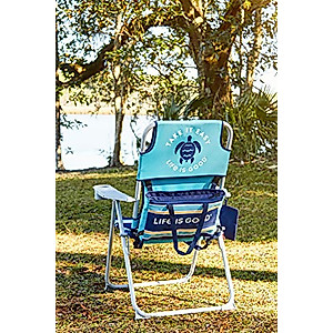 Life is Good Backpack Lawn Chair, Silver Frame (Set of 2) (Blue Turtle + Blue Turtle)