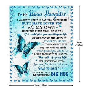 NIAXAYER Bonus Daughter Gifts Blanket from Bonus Mom Dad, Gift for Bonus Daughter for Birthday Christmas Graduation Day, Step Daughter Gifts from Stepparents Throw Blankets 50"x60"