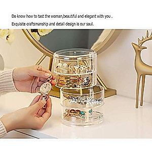 Stratalife Hair Accessories Organizer Acrylic Jewelry Organizer Hair Tie Container Small Jewelry Box 4 Layers Storage Box Hair Accessory Container Rotatable Organizer Drawer for Women Girls