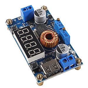 Aobao 2pcs XL4015E 5A DC-DC Step Down Power Module Adjustable DC-DC Buck Converter High Power 5-36V to 1.25-36V Reduced Voltage Regulator Module with LED Display and USB Output