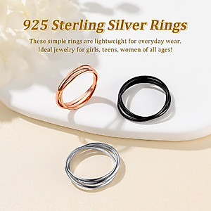Suplight Triple Interlocked Rolling High Polish Ring, 925 Sterling Silver 3 interlocking Spinner Band Rings Fidget Peace Rings for Anxiety Size 7