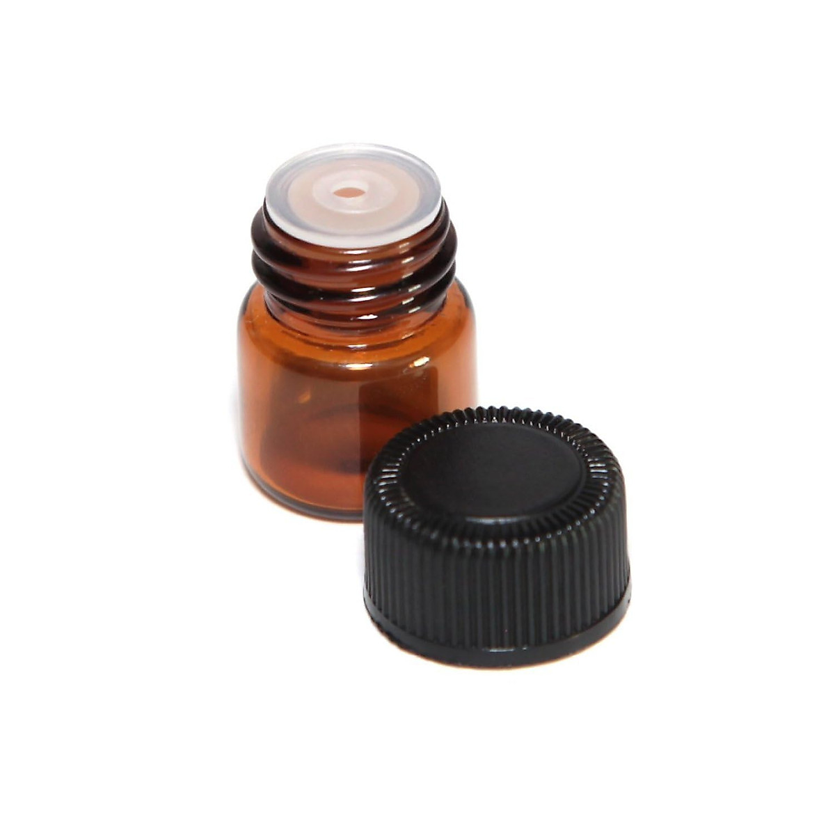 Simple-e 50pcs 1ml (1/4 Dram) Amber Mini Glass Bottle 1cc Amber Sample Vial Small Essential Oil Bottle Travel Must + 1pc Glass Clean Cloth