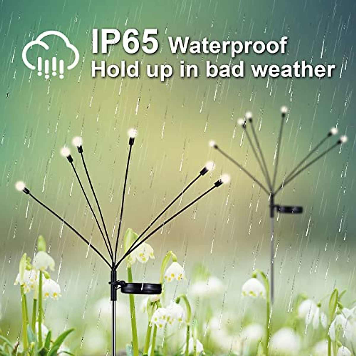 Solar Outdoor Lights for Patio Decor: 2Pack Waterproof Swaying Dancing Firefly Lights Solar Powered, Garden Decorative Lights Decoration for Yard Patio Pathway Lawn (Warm Light)