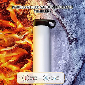 AGH 24oz Insulated Water Bottles Sublimation Tumblers, Stainless Steel Leakproof Water Bottle with Straw, Vacuum Wide Mouth Sports Thermos for Travel, Office, Fitness, Outdoor Activities