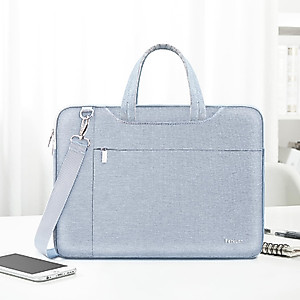 Ferkurn Laptop Bag Case Women Men Computer Sleeve with Shoulder Compatible with HP Envy Pavilion/Inspiron/Thinkpad/Vivobook/MSI/Surface,Waterproof Briefcase with Handle, Light Gray, 17 17.3 Inch