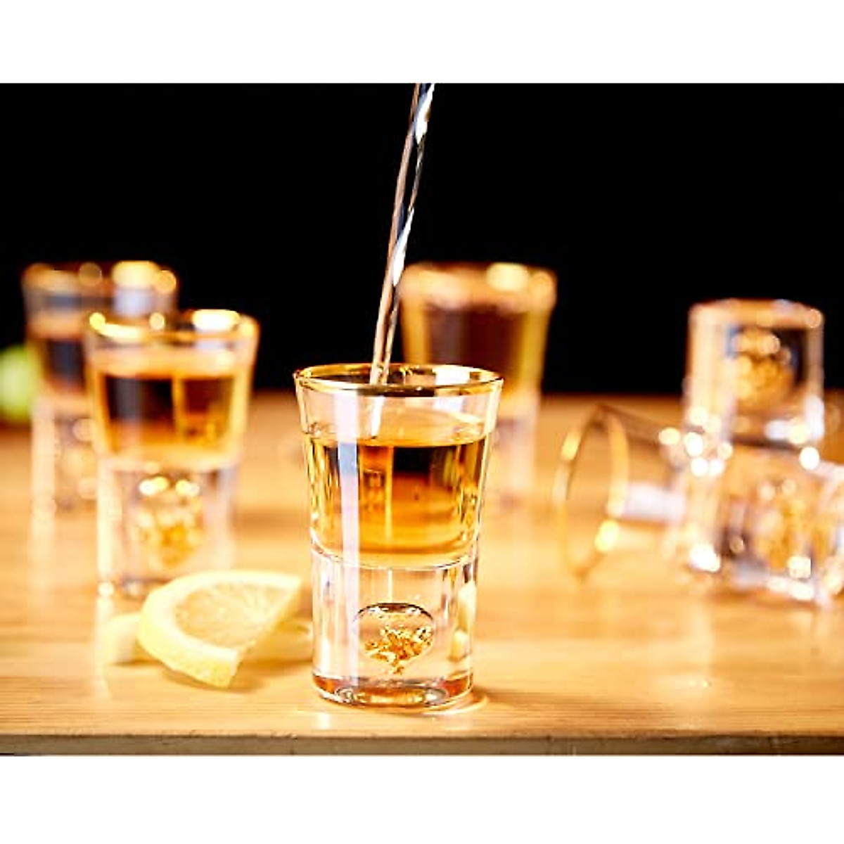 DUJUST Shot Glasses (1.5oz), Crystal Shot Glass Set Decorated with 24K Gold Leaf Flakes, Cool & Cute Shot Cups, BPA-Free & Lead-Free, Perfect for Décor & Collection, Gift Choices - 6 pcs