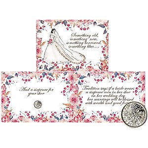 ASVP Shop Authentic Sixpence Coin With Card & Envelope For the Bride - Something Old, Something New, Something Borrowed, Something Blue, and a Sixpence for her shoe