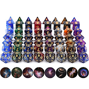 SUWEILE SZSZ 105PCS Nebula Polyhedral Dice 15 Colors for Tabletop Role Playing Games DND Dice Collector 0212 (Color : Gray)
