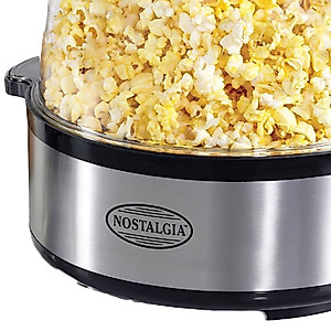 Nostalgia 6-Quart Stirring Popcorn Popper - Quick-Heat Technology - Makes 24 Cups of Popcorn - Includes Kernel Measuring Cup - Perfect for Birthday Parties, Movie Nights, and More - Stainless Original