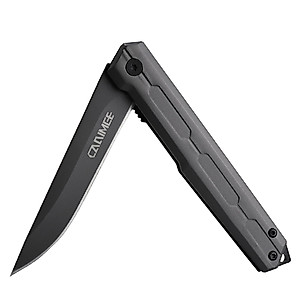 Carimee Pocket Folding Knife, Slim EDC Gentlemen Knife for men with 7Cr17Mov Steel Blade, Stainless Steel Handle, Pocket Clip, Glass Breaker, For Outdoor Acitivity, 2023 Gifts for Men Women, Grey