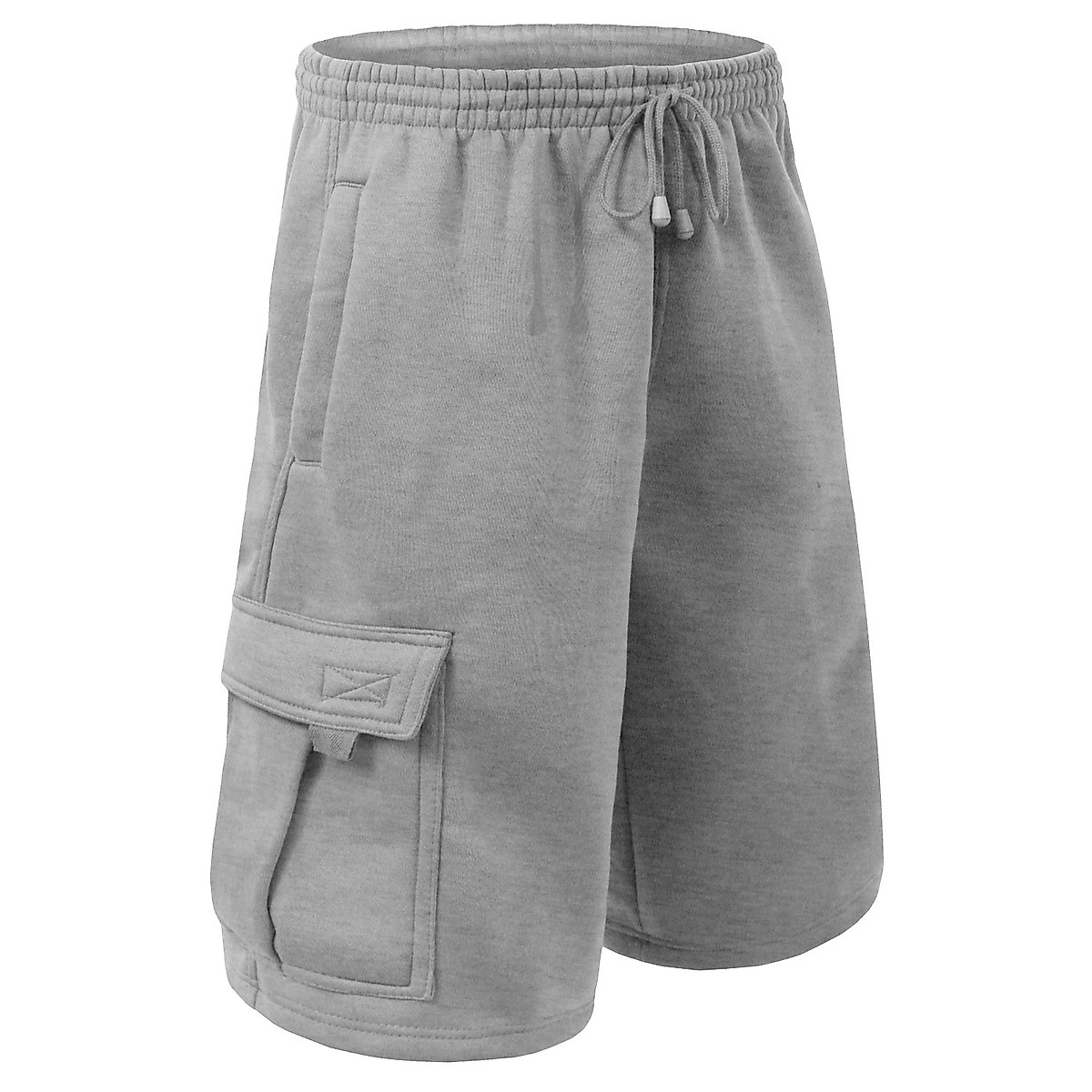 NE PEOPLE Men’s Cargo Shorts – Active Casual Comfy Workout Gym Elastic Drawstring Fleece Pockets Sweat Pants NEMP07 Hgray XL HeatherGray
