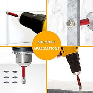 Superior Diamond Tools Dry Diamond Drill Bits - 4pcs - 1/4'' (6mm), 5/16'' (8mm), 3/8'' (10mm), 1/2'' (12mm) - Quick Change Hex Shank - Tile Drill Bits - Ceramic Drill Bit - Porcelain Drill Bits