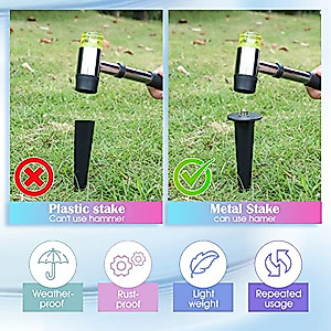 Zhengmy 8 Packs Threaded Spike Flood Light Ground Stake Metal Replacement Stakes for Solar Lights Outdoor LED Solar Light Stakes with 8 Hex Screws for Gardens Yard Path Lawn 6.3 Inches